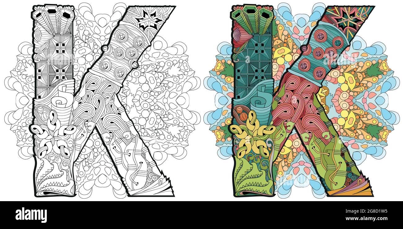 Mandala with letter K. Vector decorative zentangle object Stock Vector ...