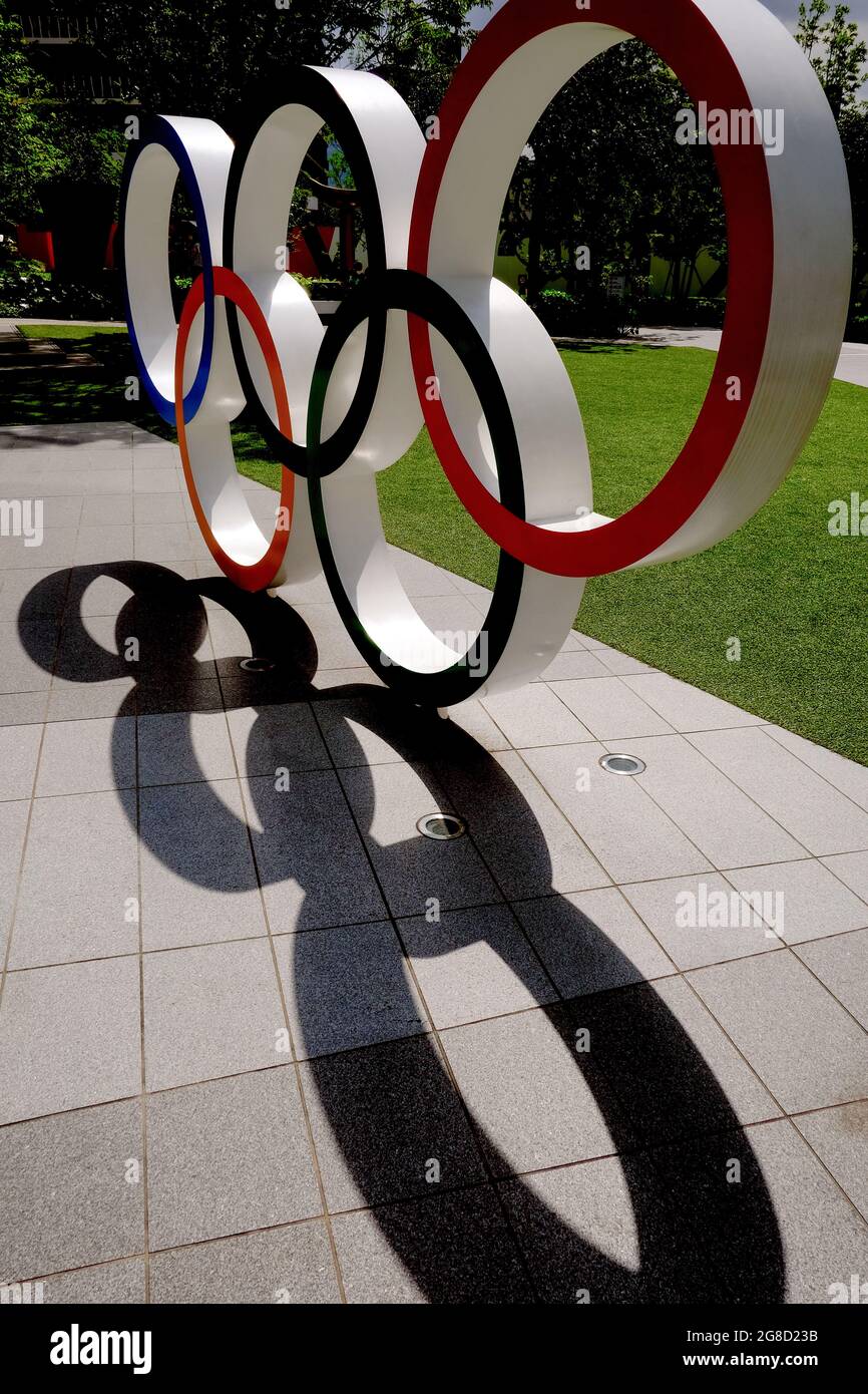 The Olympic Rings making their shadow on the ground at Japan Olympic ...