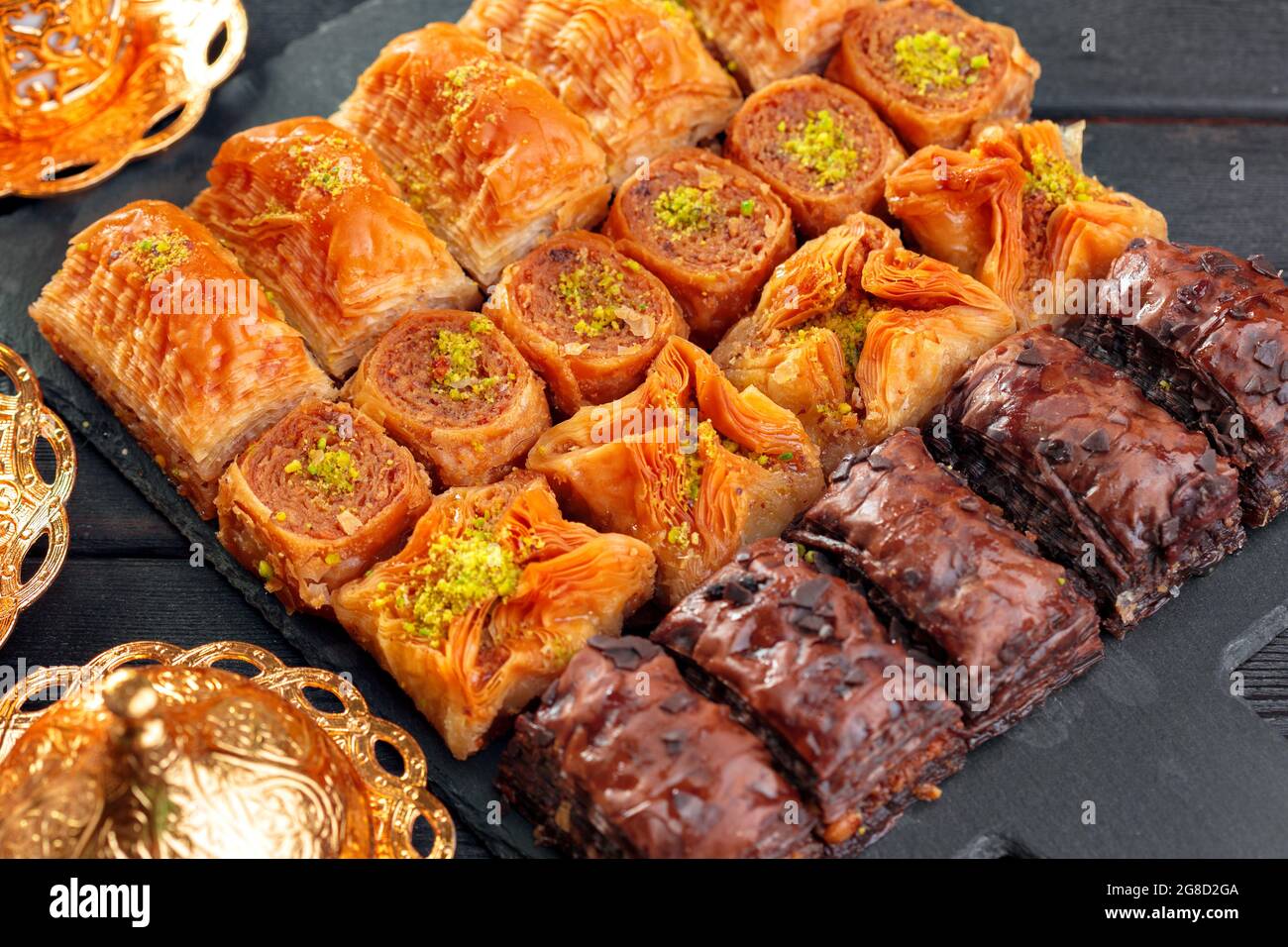 Traditional Baklava on Wooden Table Stock Photo - Alamy
