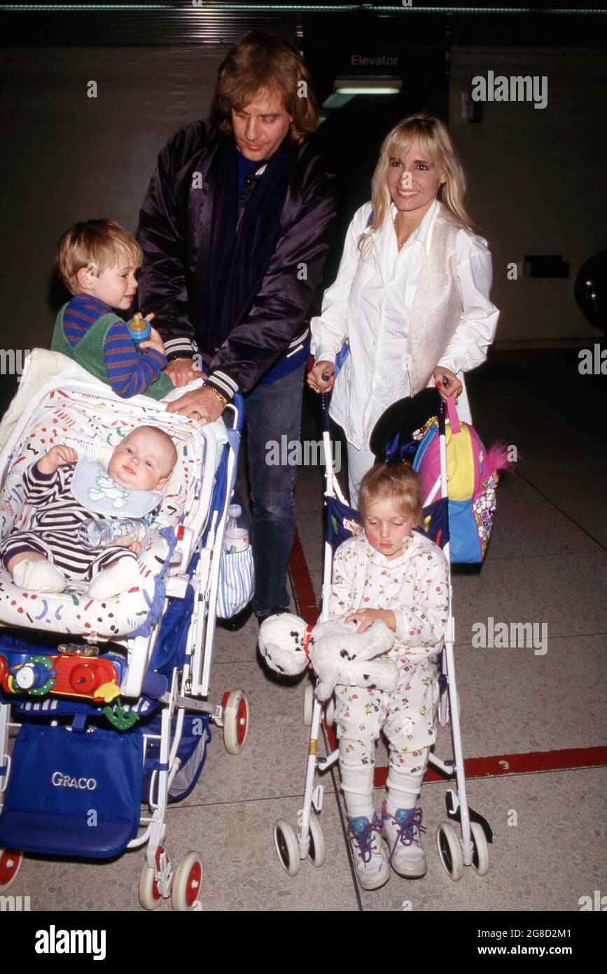 Eddie Money with wife and children in 1991 Credit: Ralph Dominguez ...
