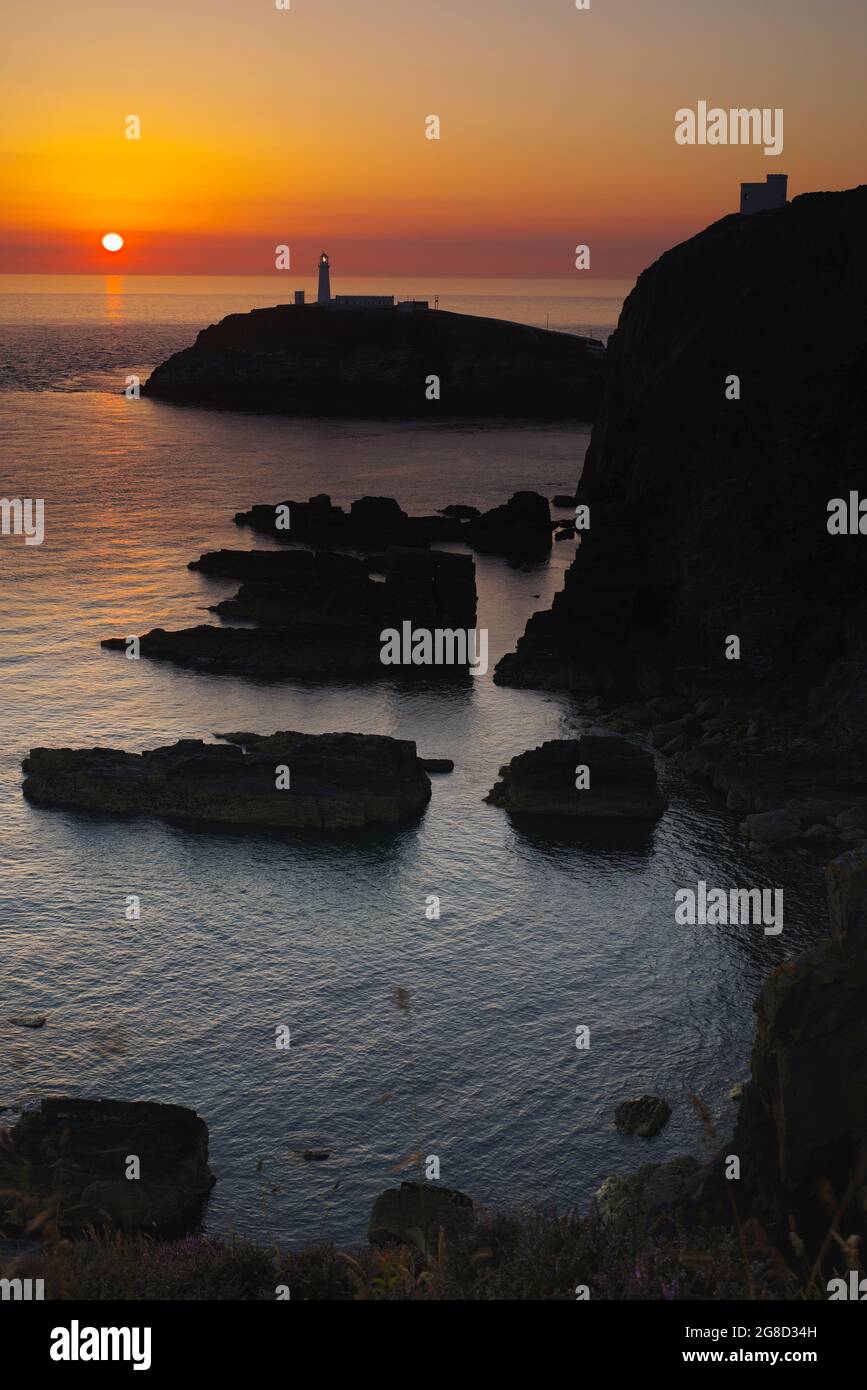 South Stack Lighthouse at Sunset, Isle of Anglesey Stock Photo - Alamy