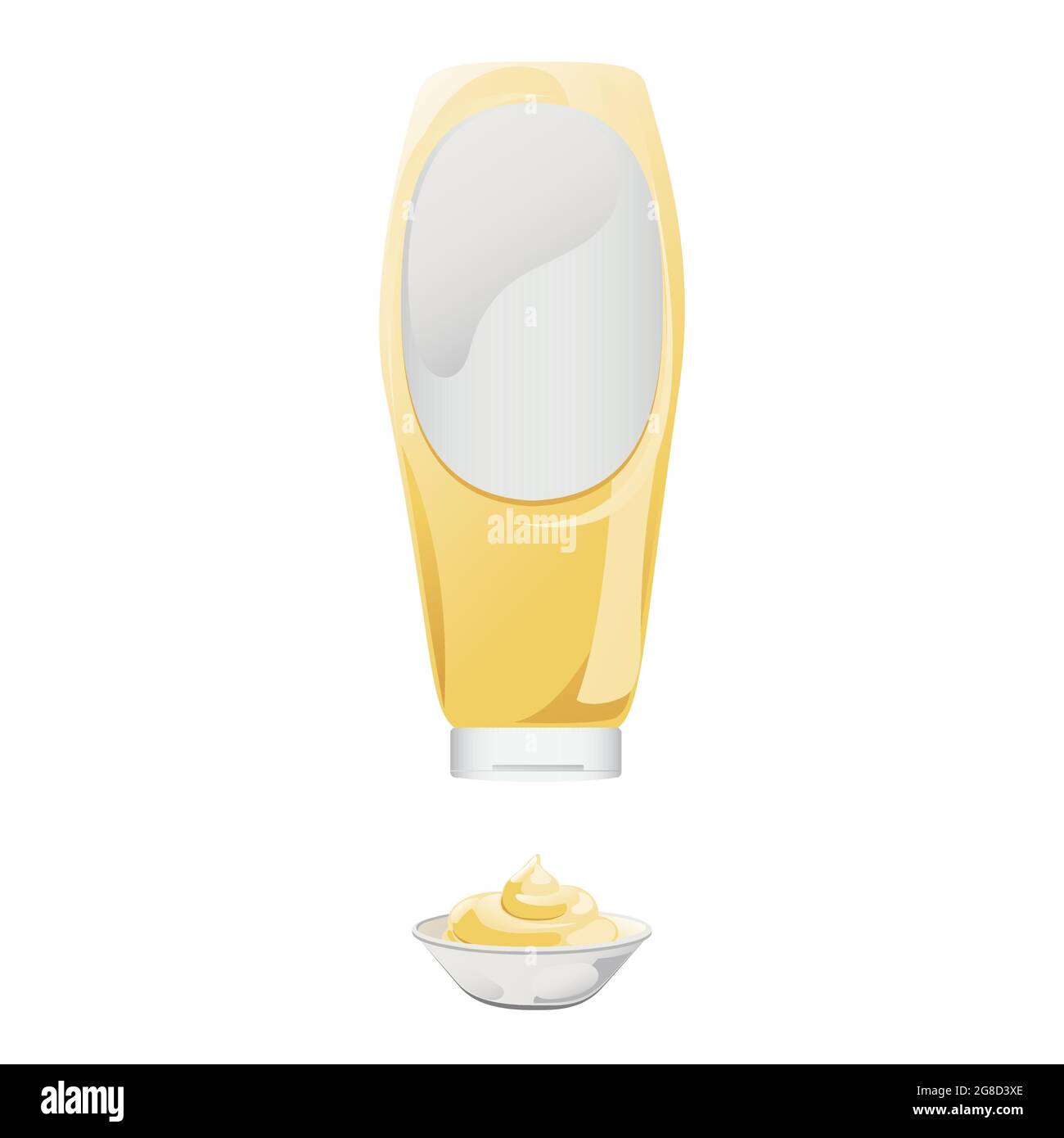 Mayonnaise in glass bottle with ceramic bowl. Jar with white sauce ...