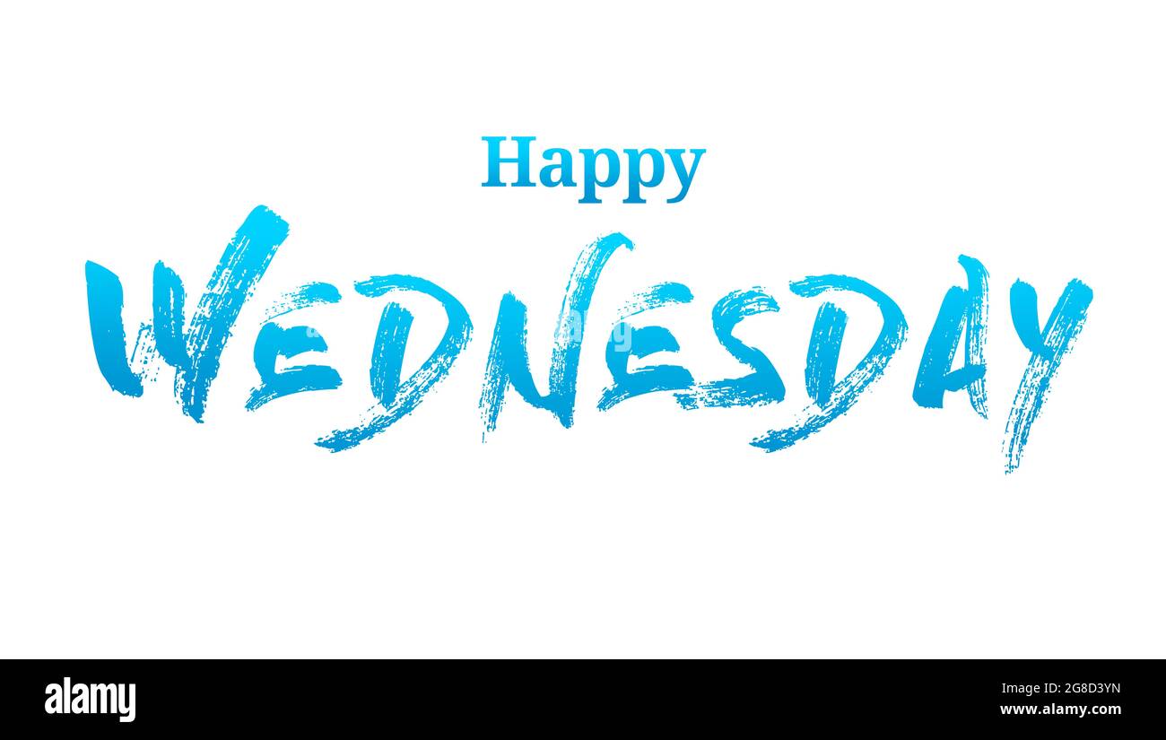 Happy Wednesday with Blue Summer Font Stock Photo - Alamy
