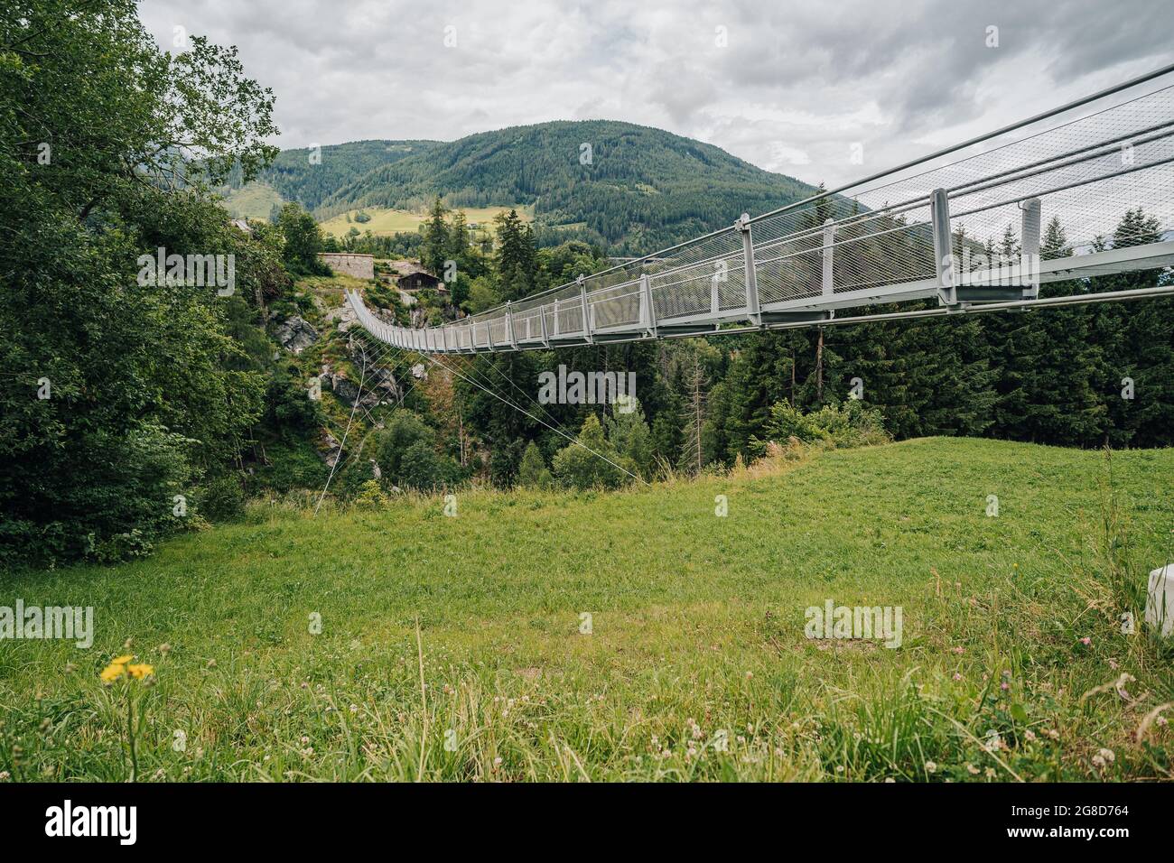 Suspension bridge in Brenner Pass, Austria. Steel Suspension bridge ...