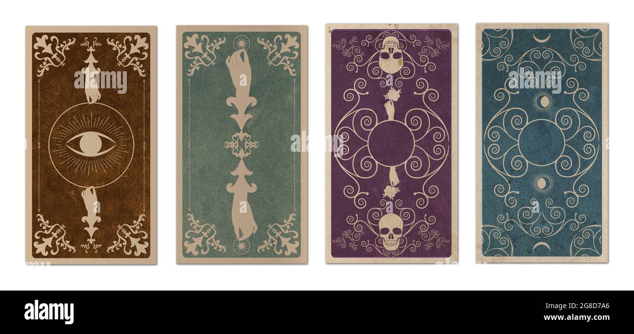 Back Of Tarot Card Or Playing Card With Floral Ornamental Elements And