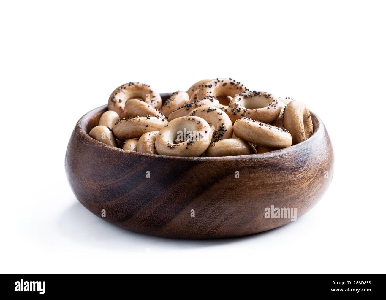 Bowl full of small traditional russian bread rings isolated on white ...