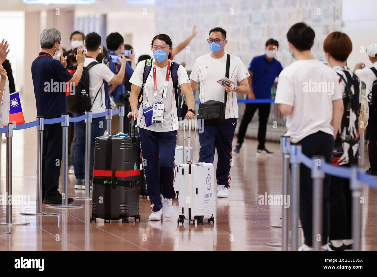Tokyo, Japan. 19th July, 2021. Chinese Taipei athletes wearing face ...