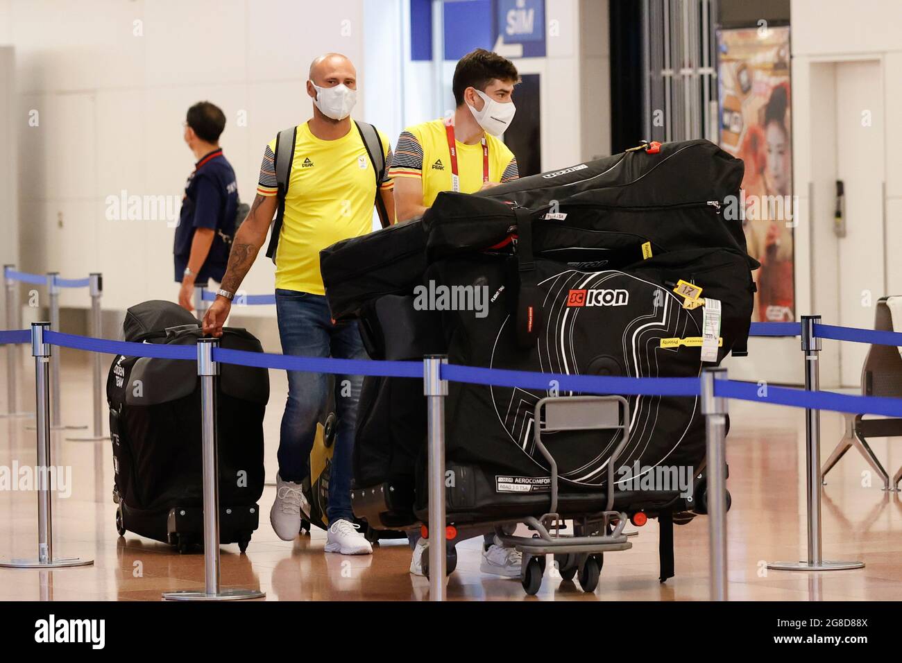 Tokyo, Japan. 19th July, 2021. Belgian athletes wearing face masks ...