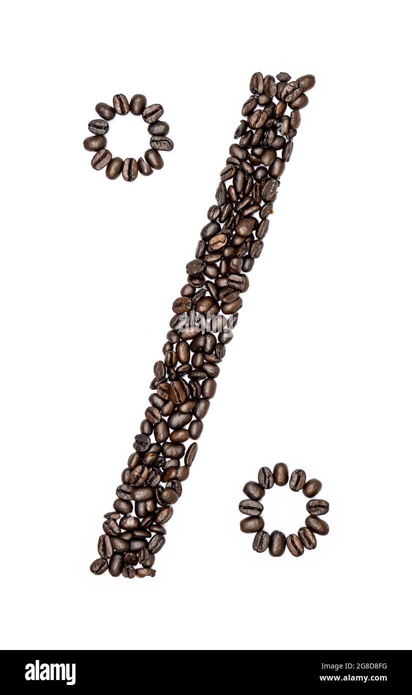 Percent % Coffee Beans Symbol Coffee Beans carefully arragned to create ...