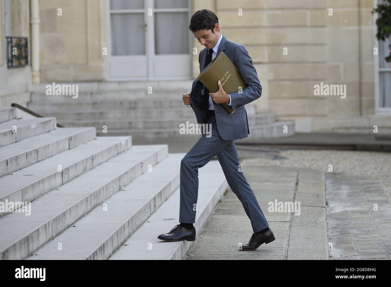 Gabriel Attal arrives at Elysee Palace in Paris, France, on July 19 ...