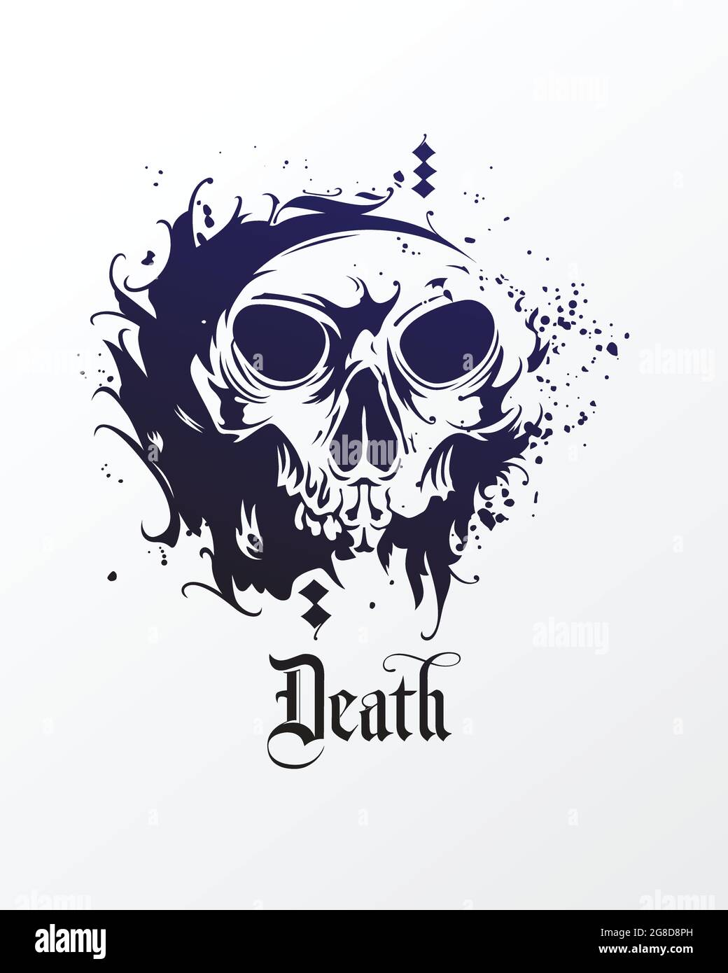 Vector skull in grunge style. Skull illustration ink design Stock ...