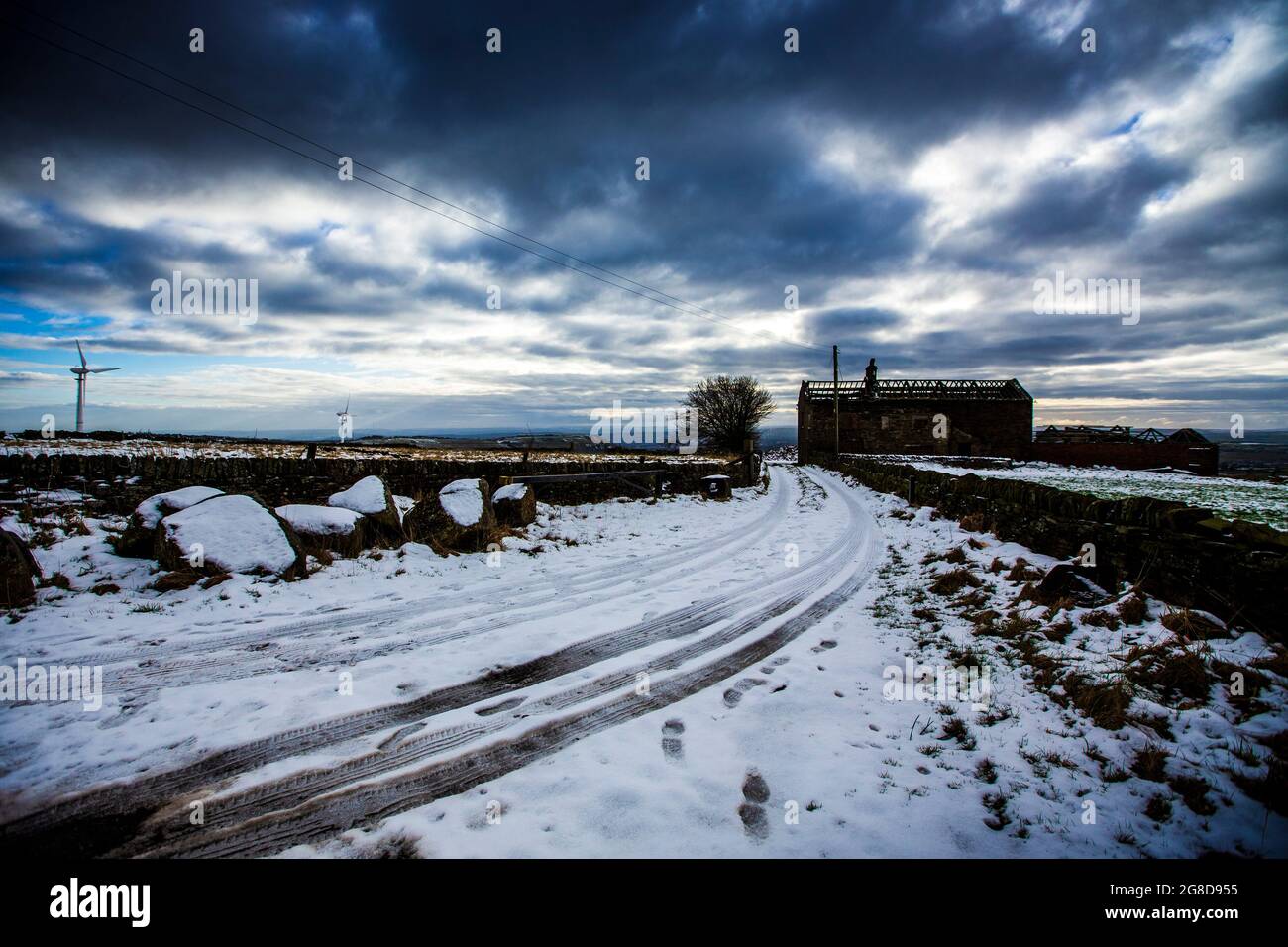 An abandoned Pennine farm above Halifax, West Yorkshire, UK in the ...