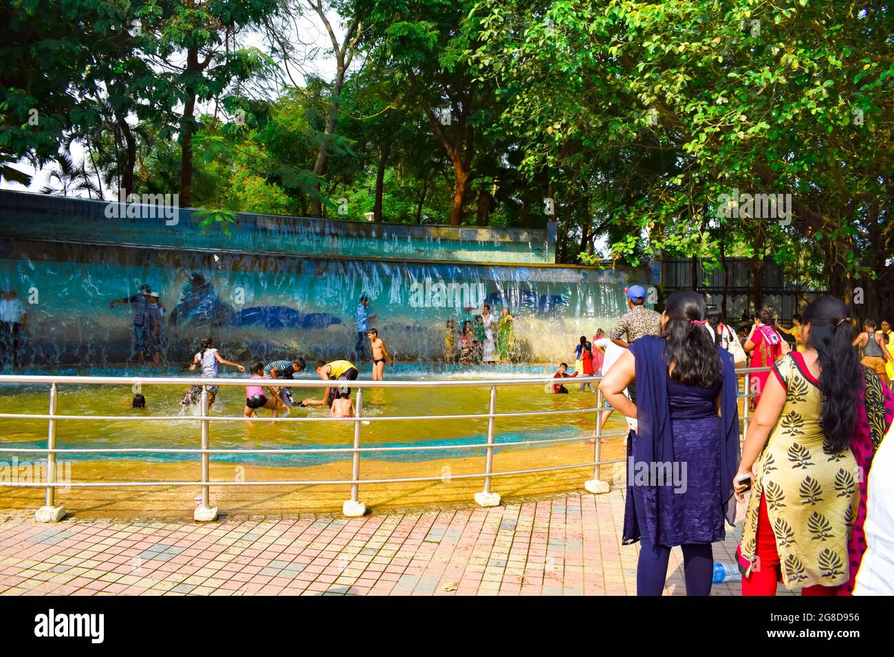 Lumbini Park, Hyderabad. Tourists enjoying place of park, Lumbini Park ...