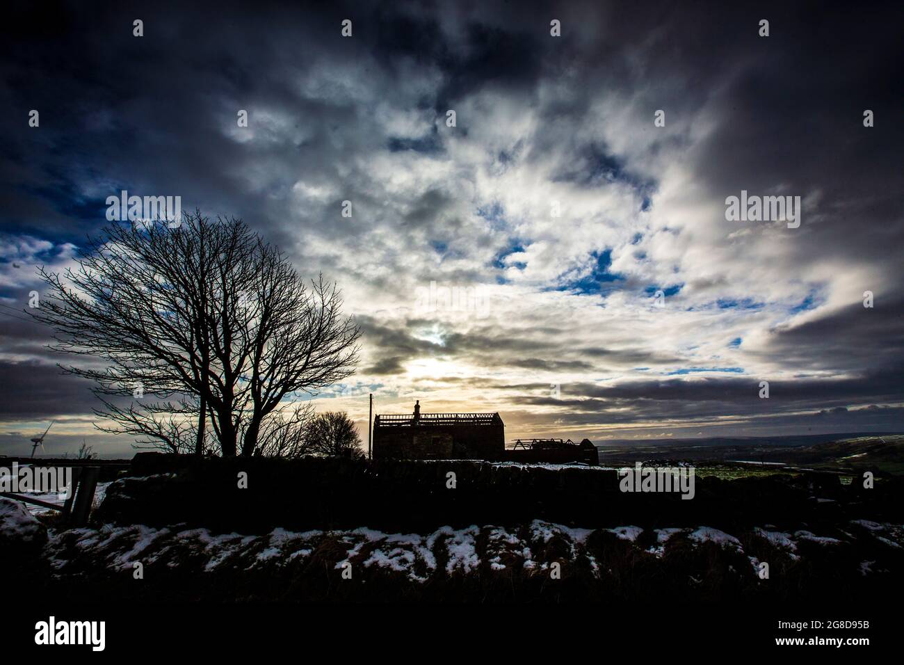 An abandoned Pennine farm above Halifax, West Yorkshire, UK in the ...