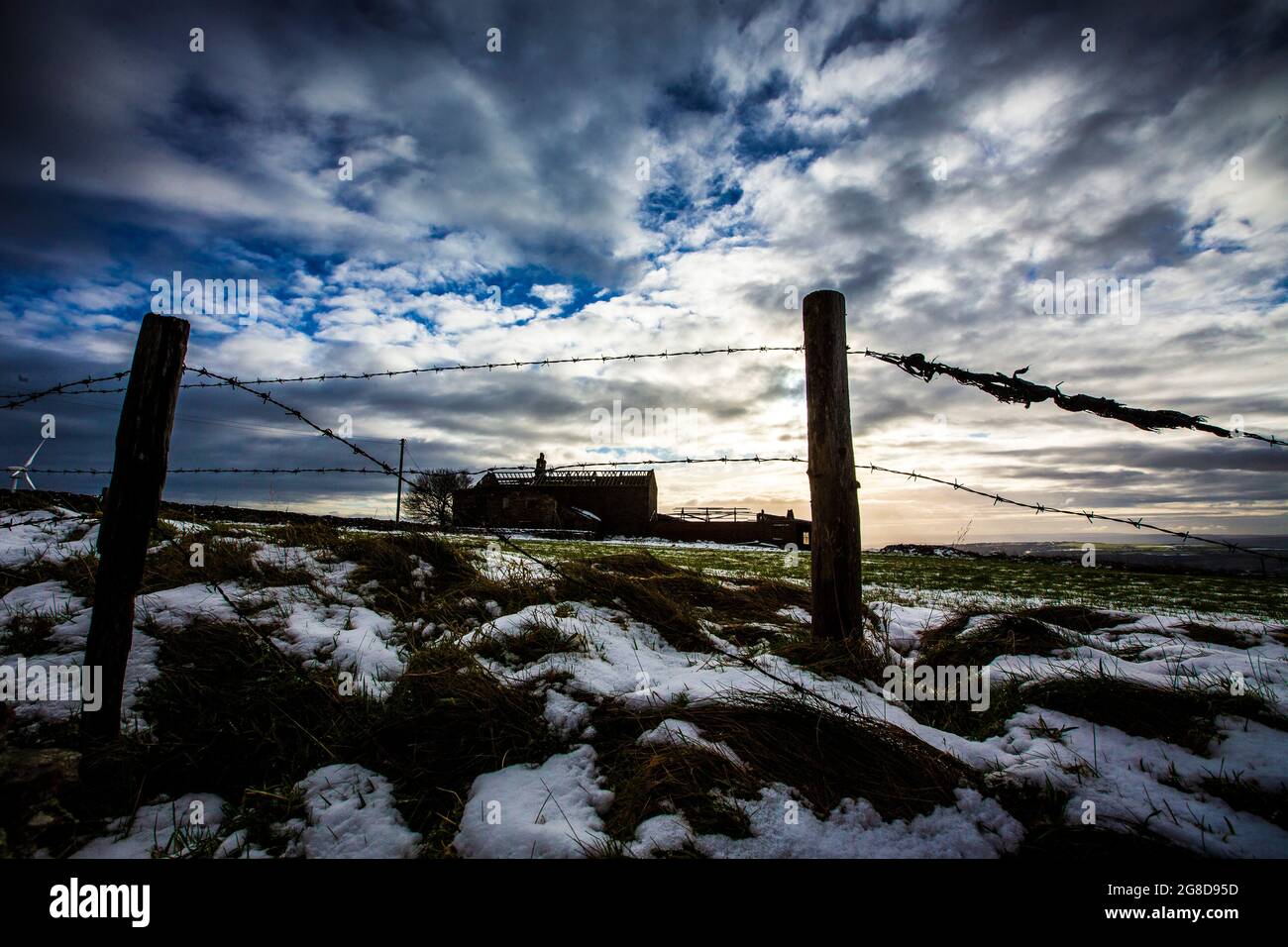An abandoned Pennine farm above Halifax, West Yorkshire, UK in the ...