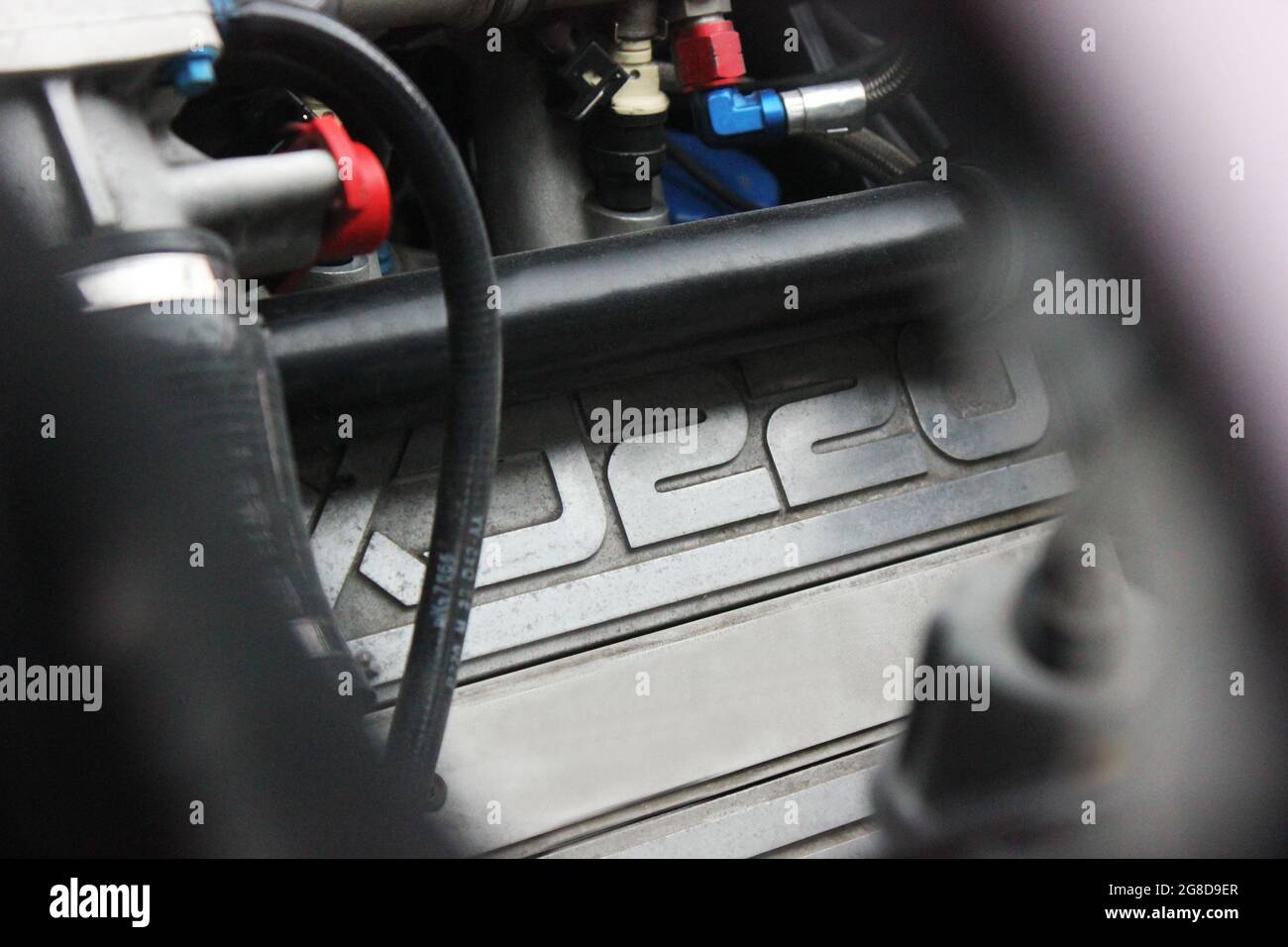 Kiev, Ukraine - January 3, 2013: Jaguar XJ220. Engine Jaguar close up ...