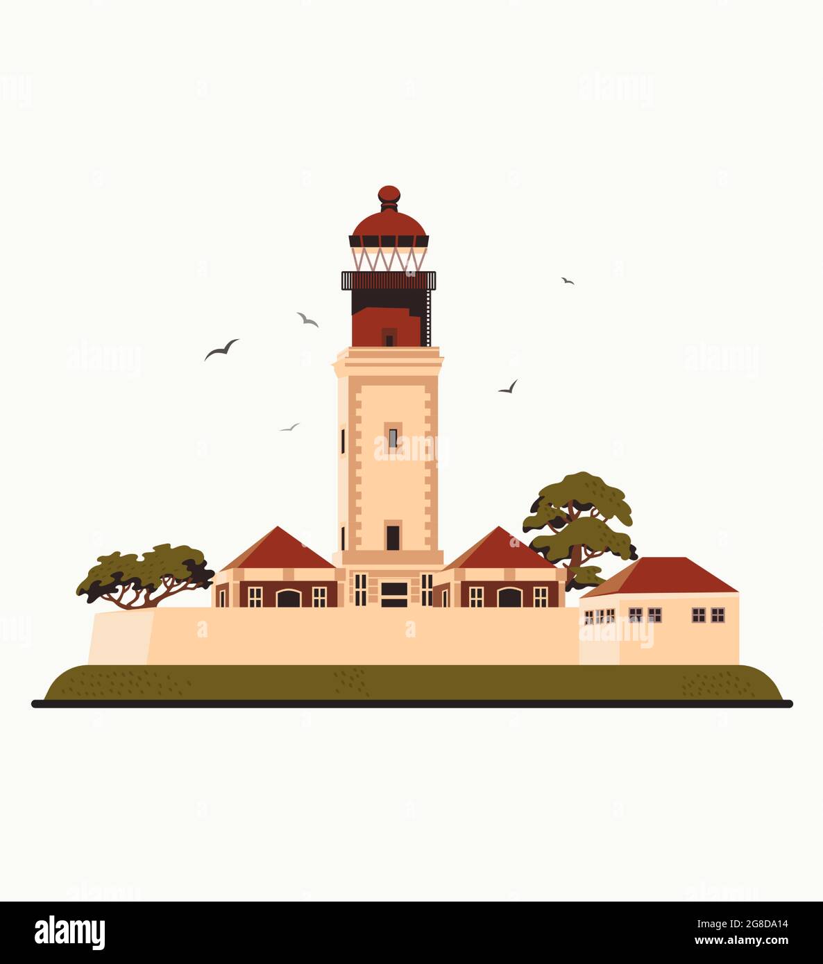 Lighthouse, Sea beacon house. Vector illustration in flat cartoon style ...