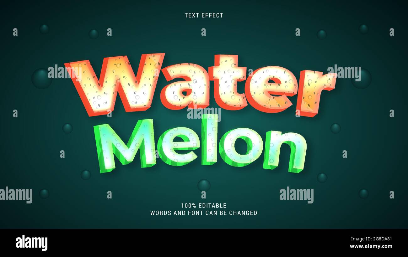 watermelon text effect 100% editable vector eps Stock Vector Image & Art - Alamy