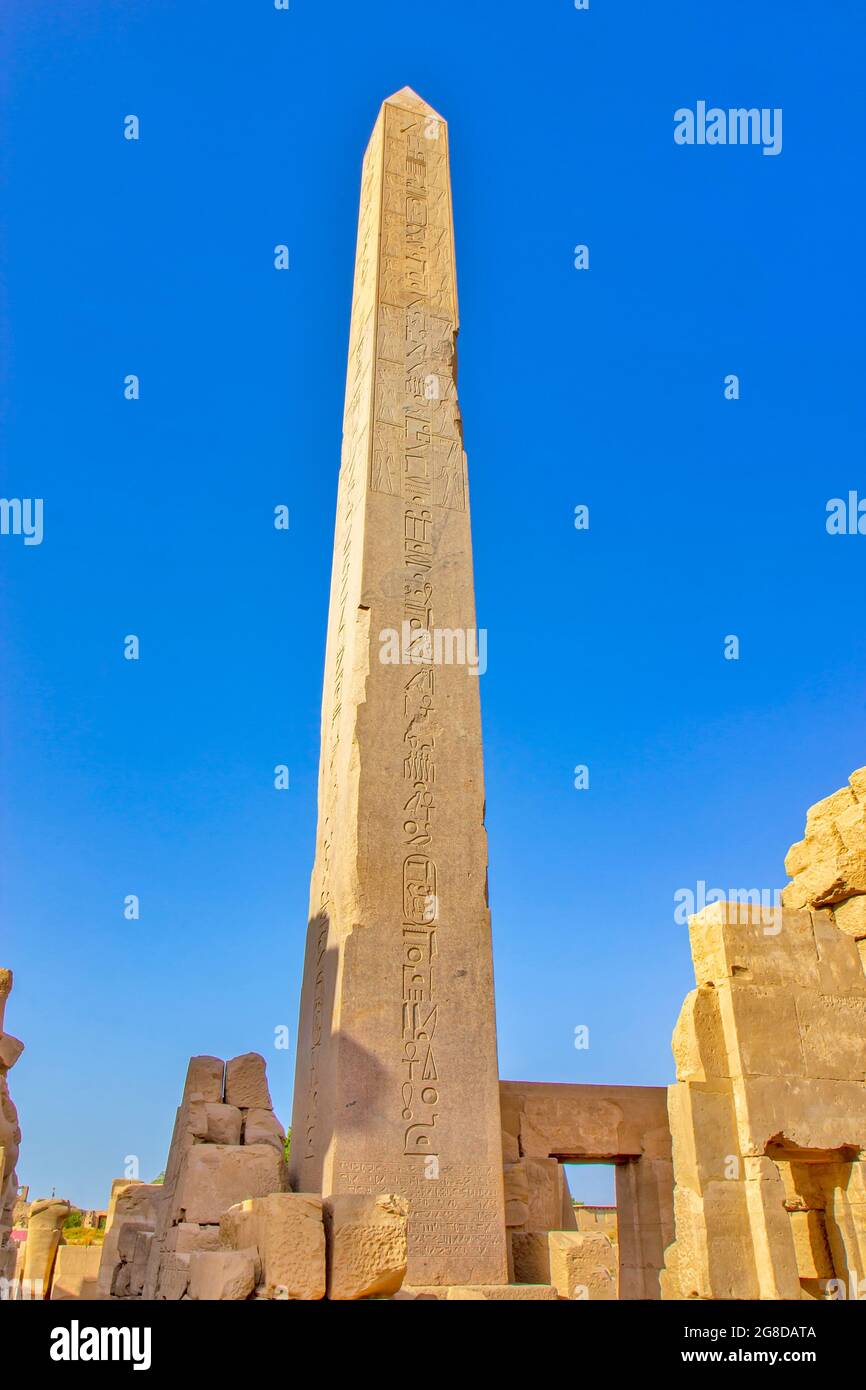 The obelisk of Pharoah Thutmose I, Karnak Temple Complex, Egypt Stock ...