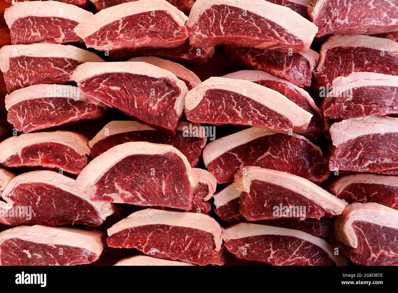 Picanha raw. Traditional Steak barbecue in Brazil. Slices of Picanha ...