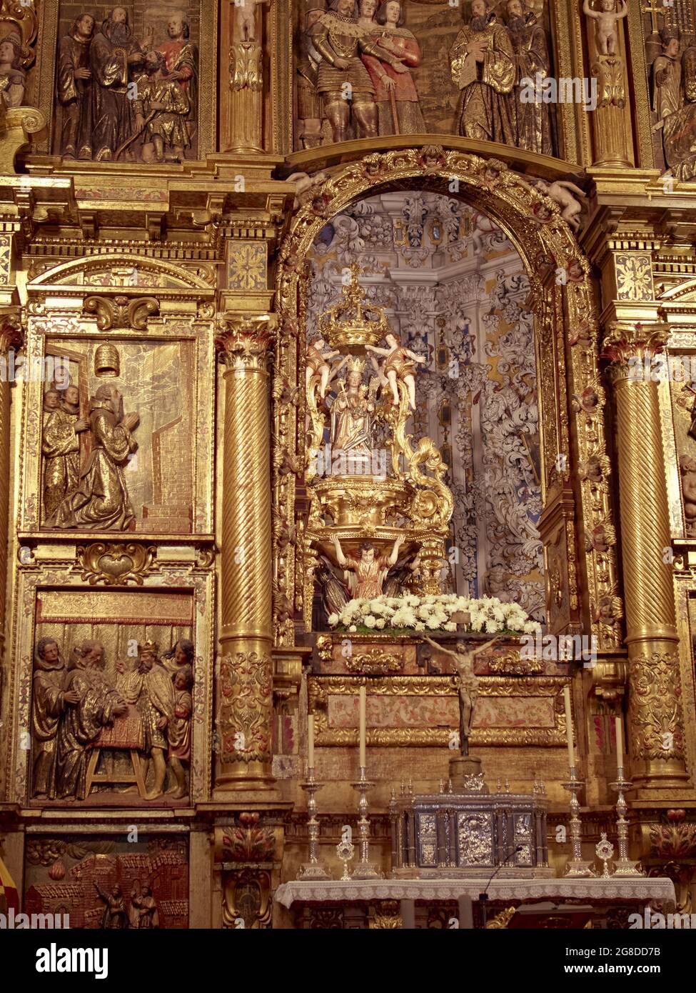 Vertical shot of beautiful detailed gold decorations in a church Stock ...