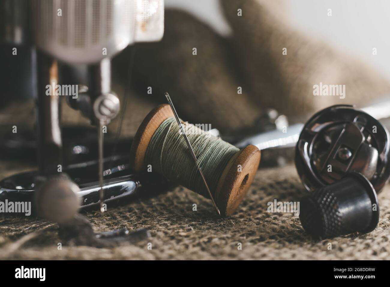 Needle and thread, scissors, sewing machine. Tailor's, fashion designer ...