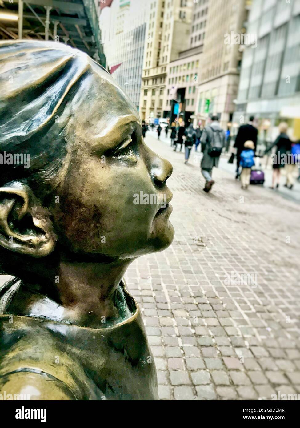 Fearless Girl bronze statue in the financial district in lower ...