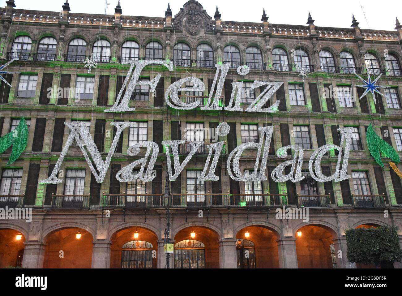 During Christmas, buildings surrounding the zocalo in Mexico City are ...