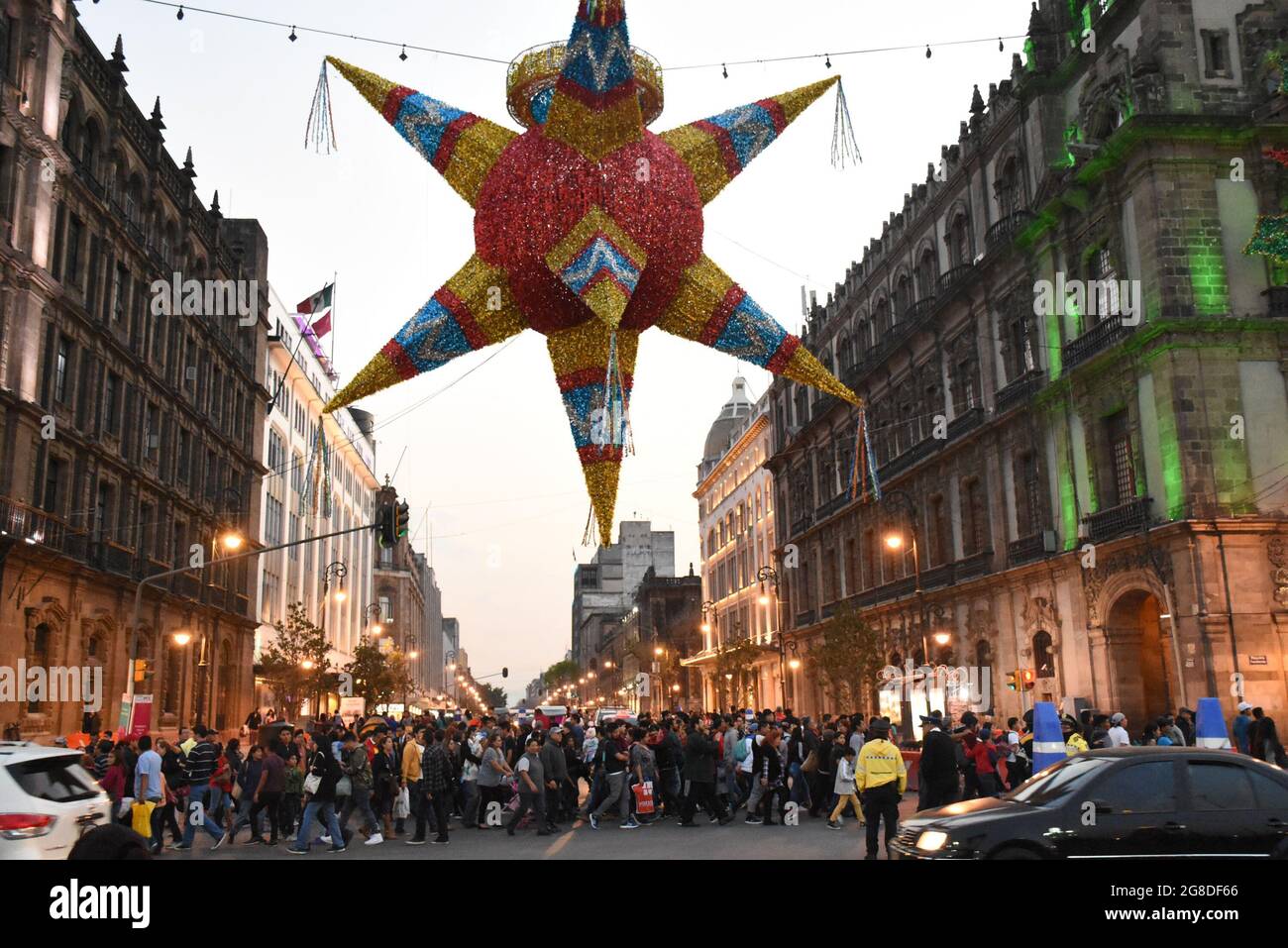A huge piñata hangs over a street near the zocalo in Mexico City Stock ...