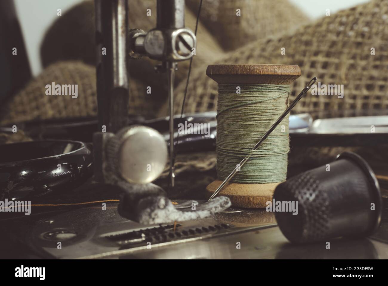 Needle and thread, scissors, sewing machine. Tailor's, fashion designer ...