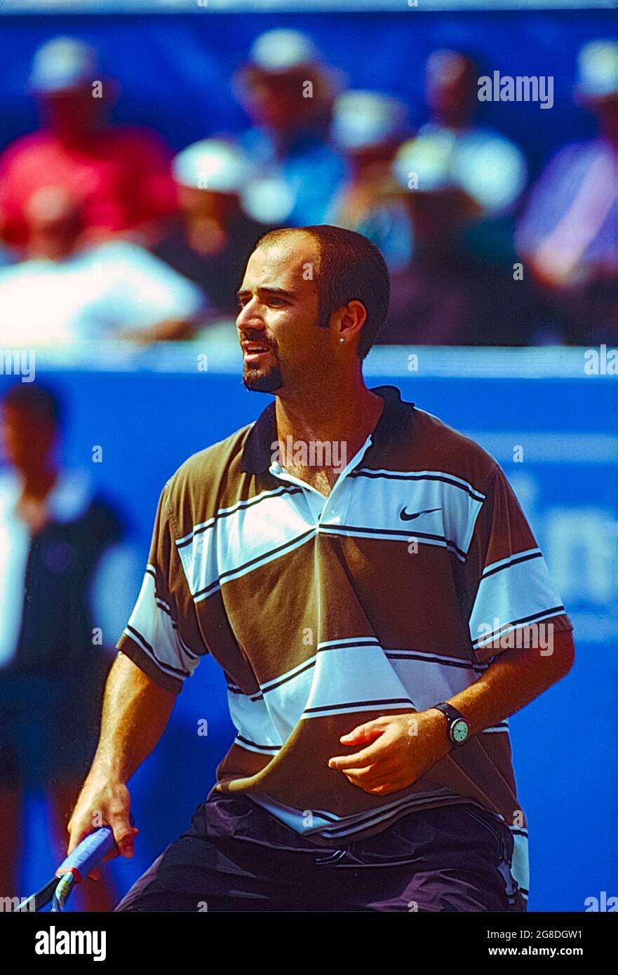 Andre Agassi (USA) competing at the 1995 US Open Tennis Stock Photo - Alamy