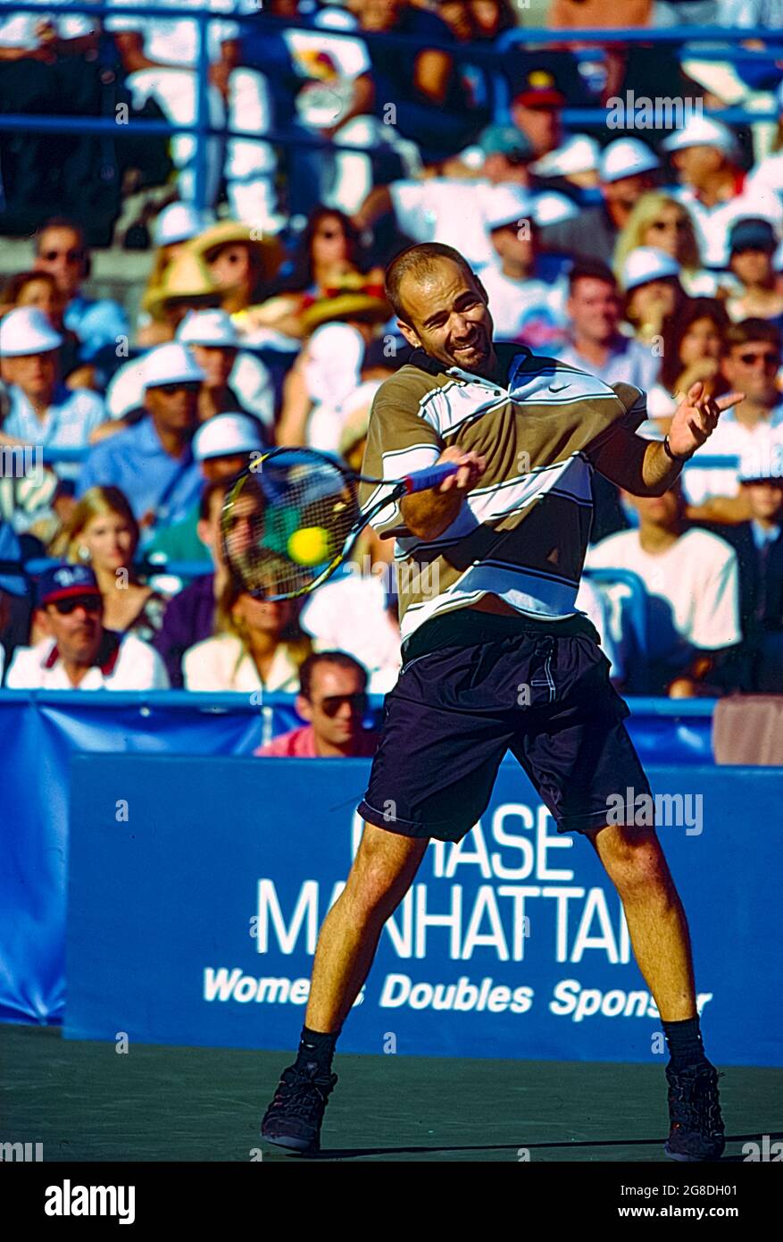 Andre Agassi (USA) competing at the 1995 US Open Tennis Stock Photo - Alamy