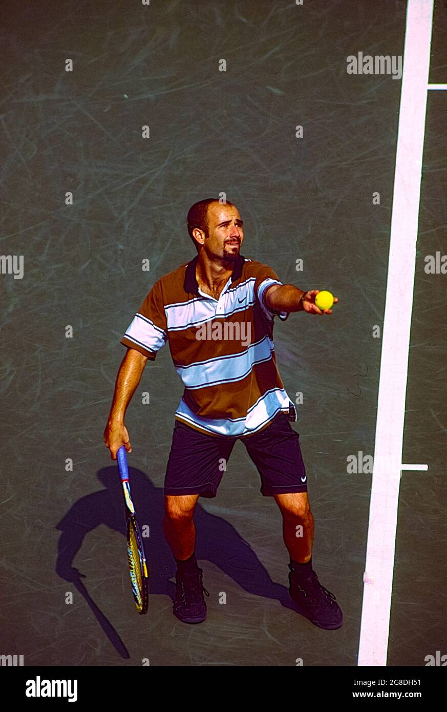 Andre Agassi (USA) competing at the 1995 US Open Tennis Stock Photo - Alamy