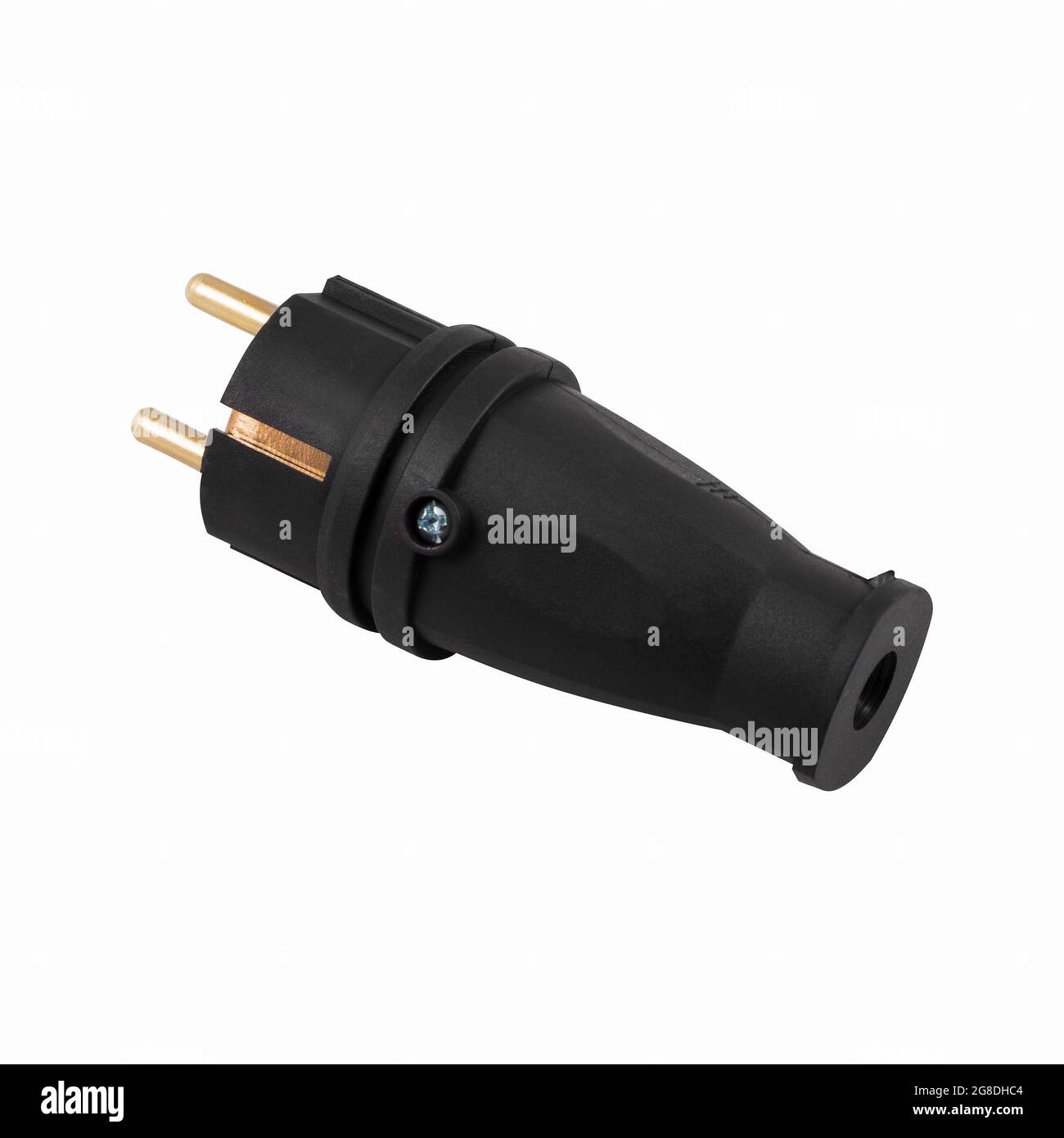 High protection black european electrical plug isolated on white ...