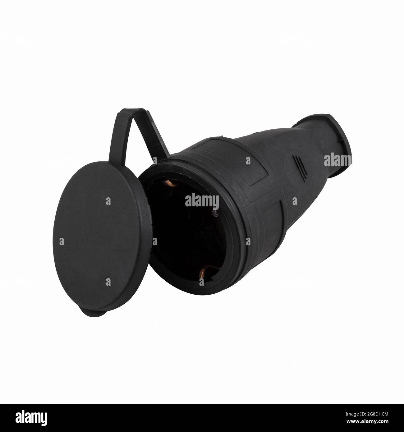 Street electrical outlet with cap and high protection isolated on white ...