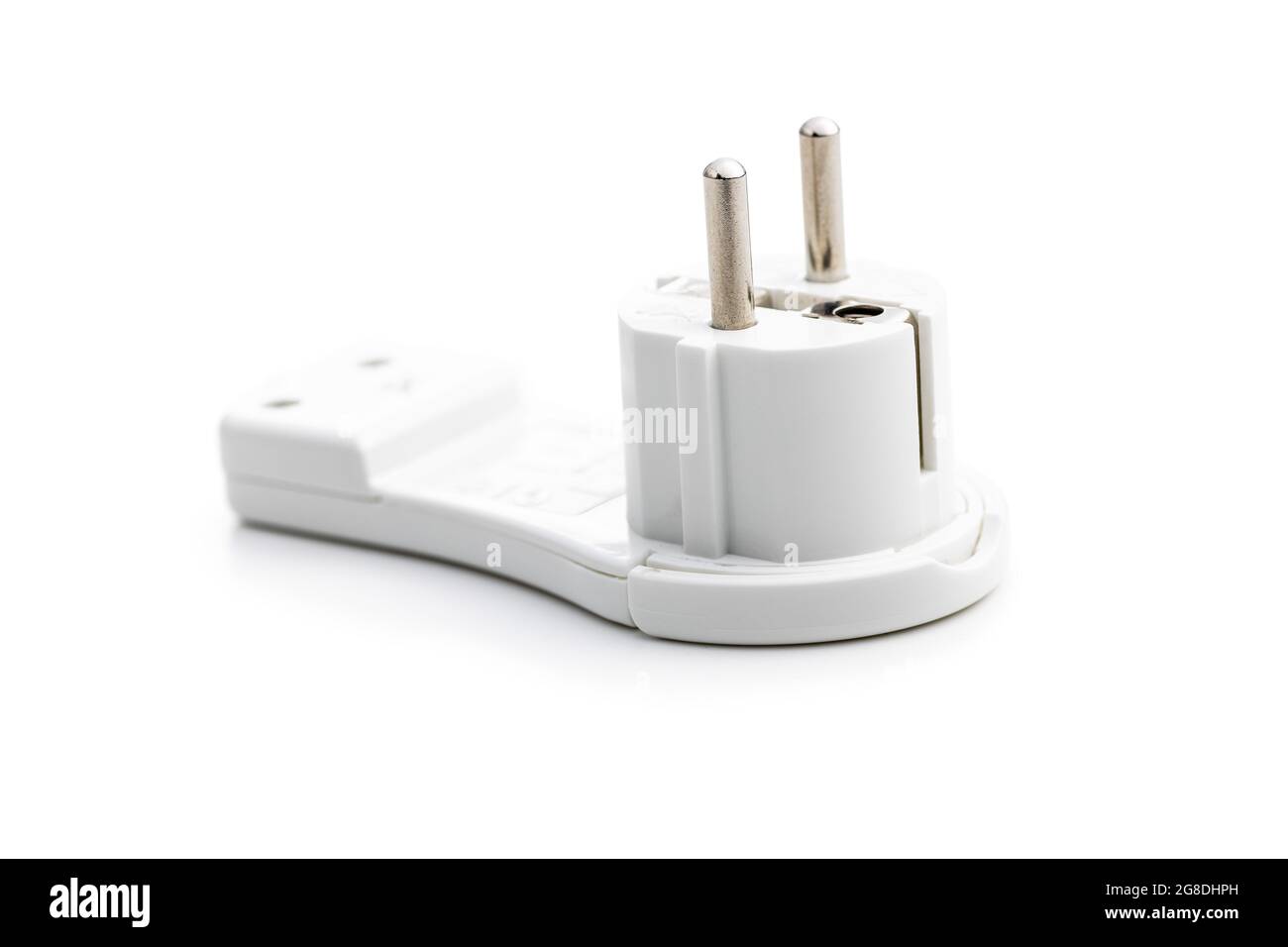 White electric plug isolated on white background Stock Photo - Alamy