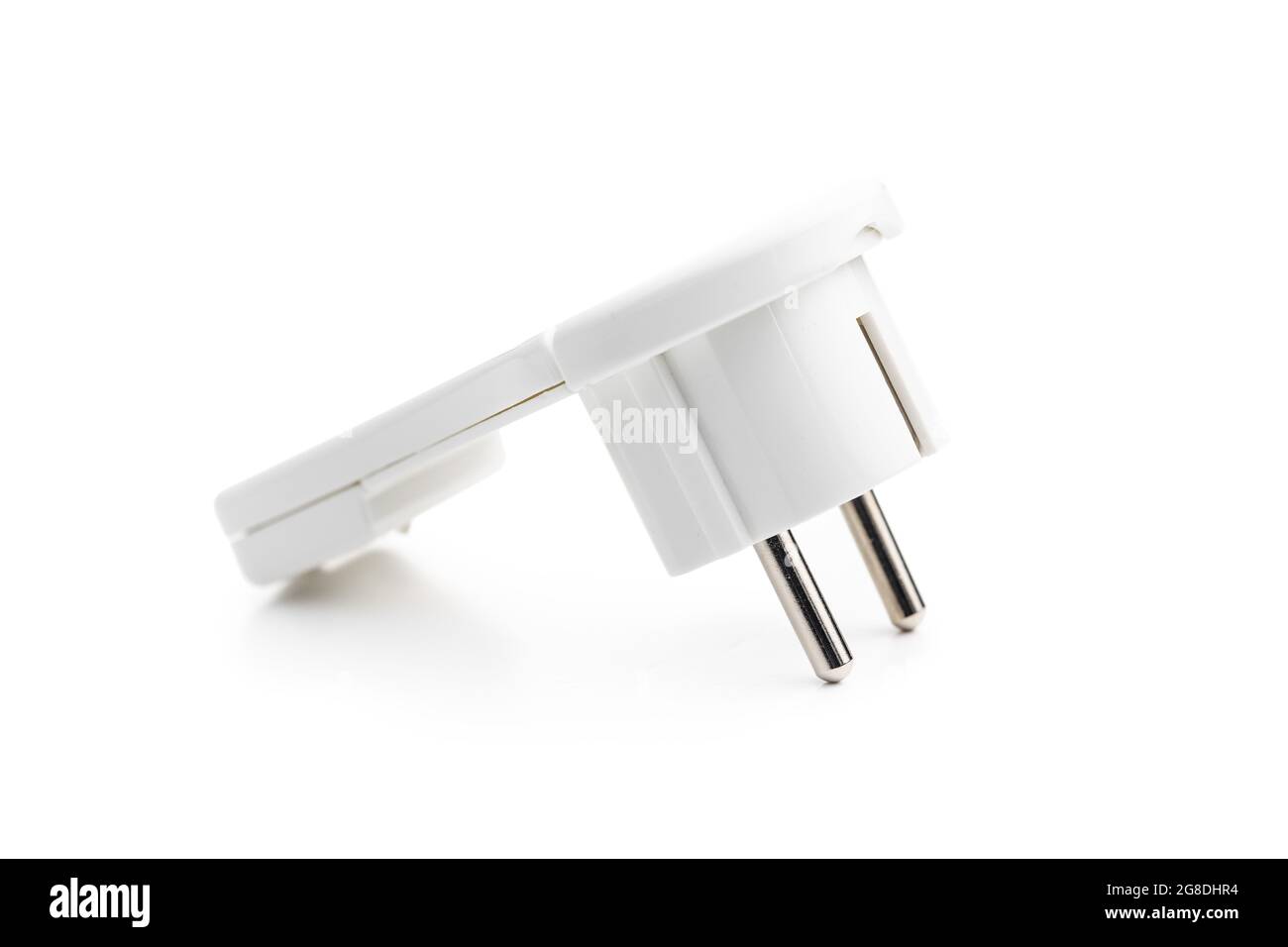White electric plug isolated on white background Stock Photo - Alamy