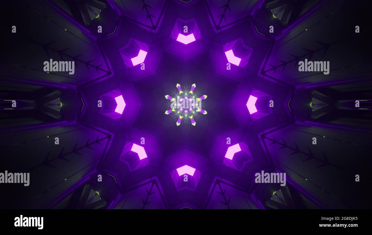 Abstract octagonal shape with purple lights Stock Photo - Alamy