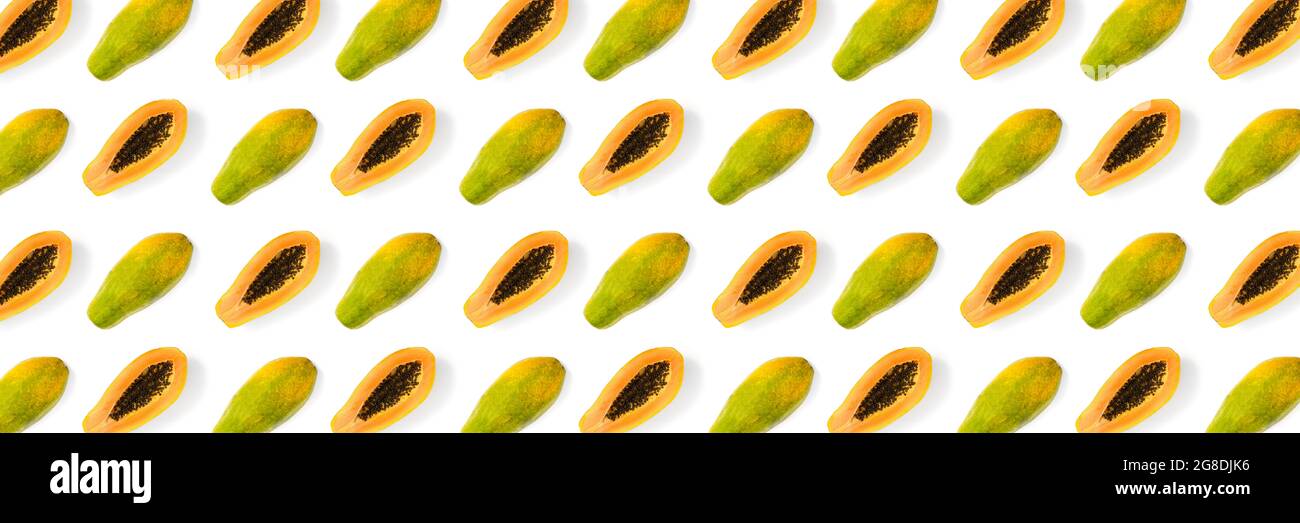 Fresh ripe papaya background on white backdrop. Tropical abstract ...