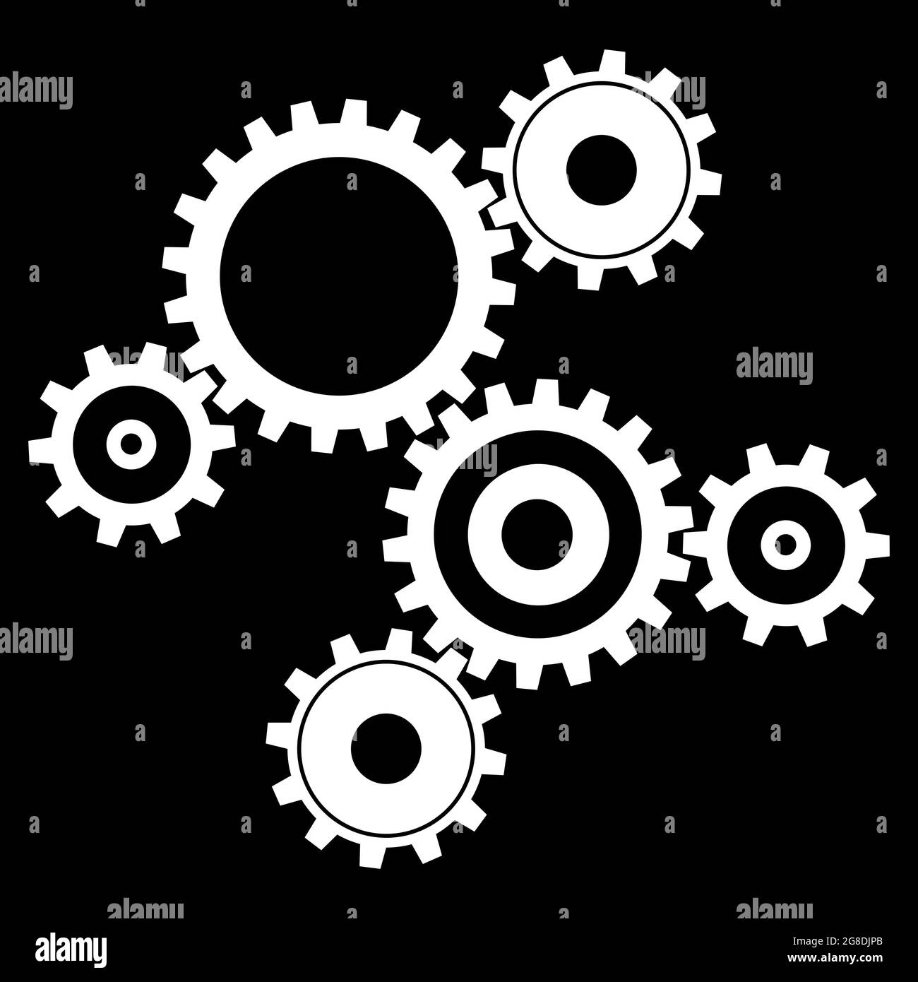 Illustration drawing of mechanical components on a black background ...