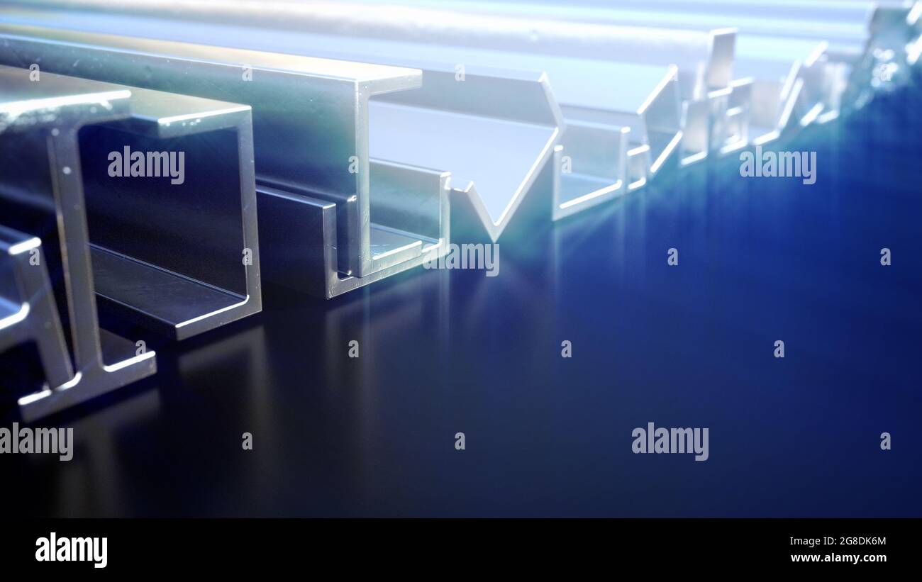 glowing rolled metal and rebar - cg industrial 3D rendering Stock Photo ...