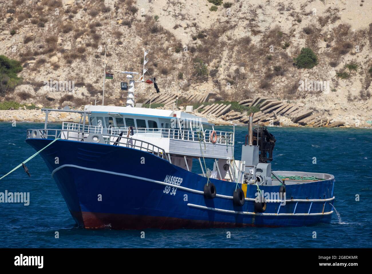 A Libyan registered fishing vessel SD34 Nasseep moored inside ...