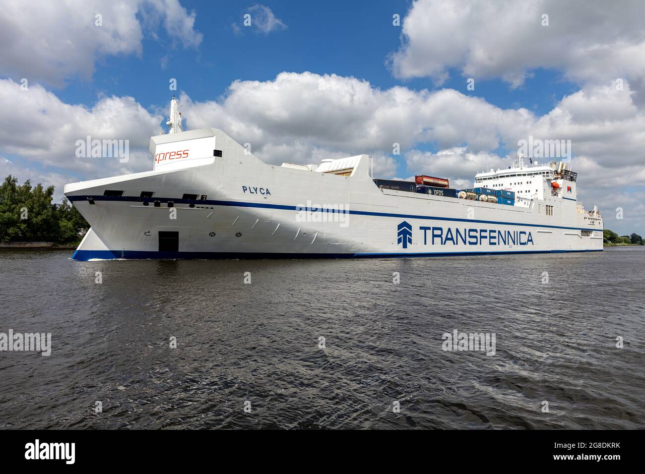 Transfennica Trafexpress-class ConRo vessel PLYCA in the Kiel Canal ...