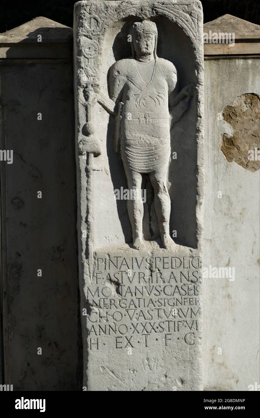 Roman Tombstone Of A Legionnaire At Bonn / Rhine Stock Photo - Alamy