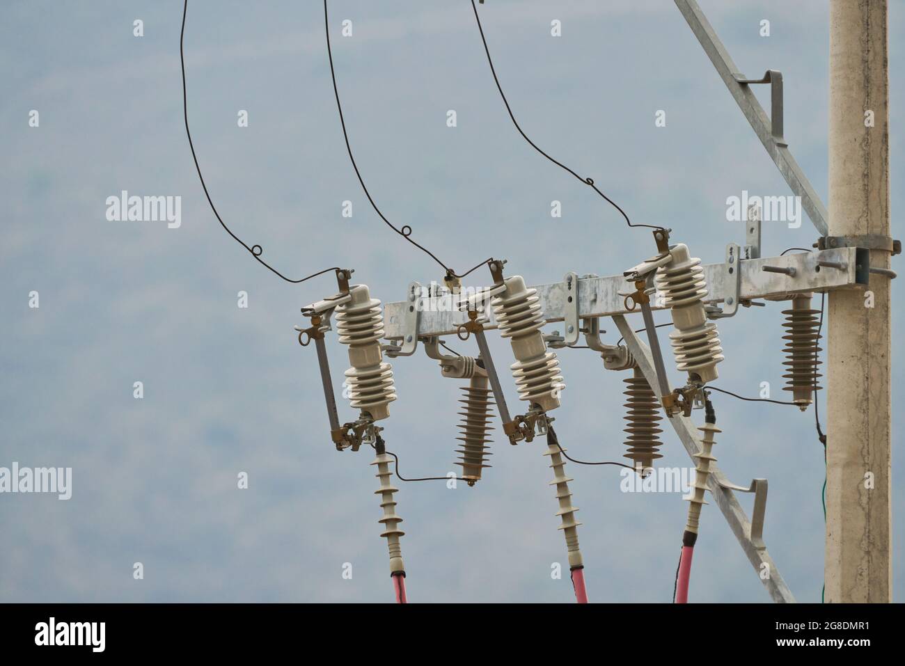 Urban setting with telephone and electric lines Stock Photo - Alamy
