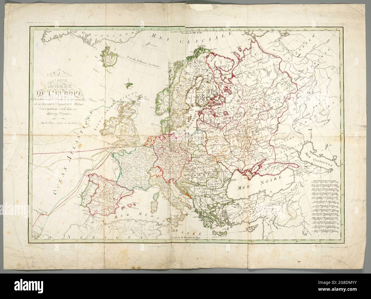 Map of Europe by Capt. James Cook Date after 1779 Stock Photo - Alamy