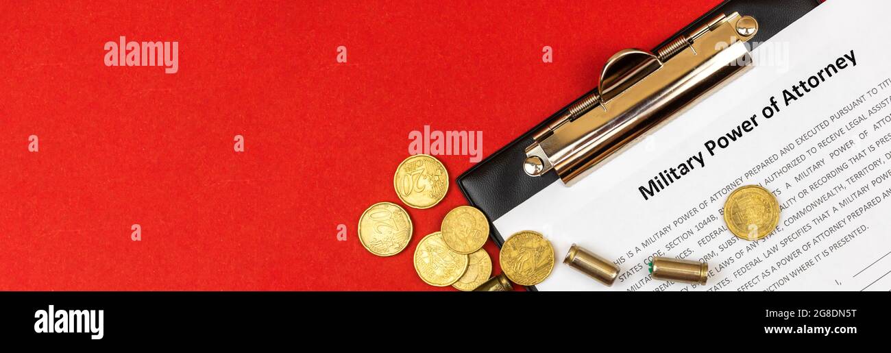 Banner military power of attorney form. Office desk and clipboard with ...