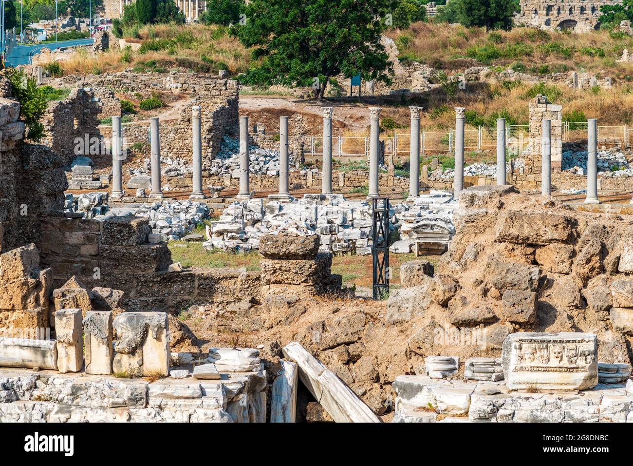Ancient ruins and amphitheatre in Side Antalya, Turkey Stock Photo - Alamy