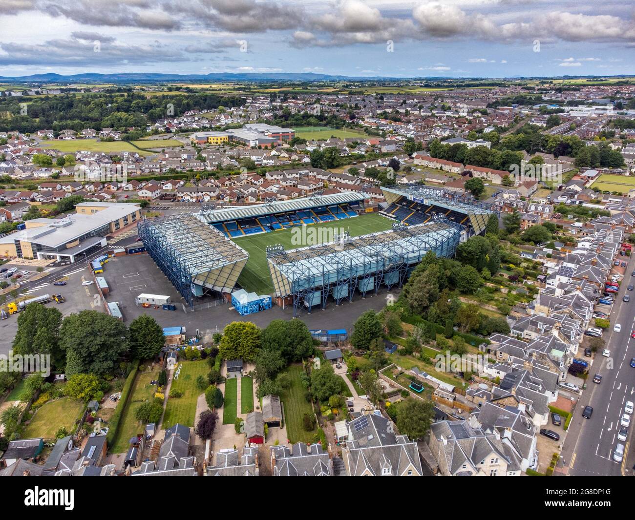 Rugby Park. The home of Kilmarnock FC since 1899. As seen from the air ...