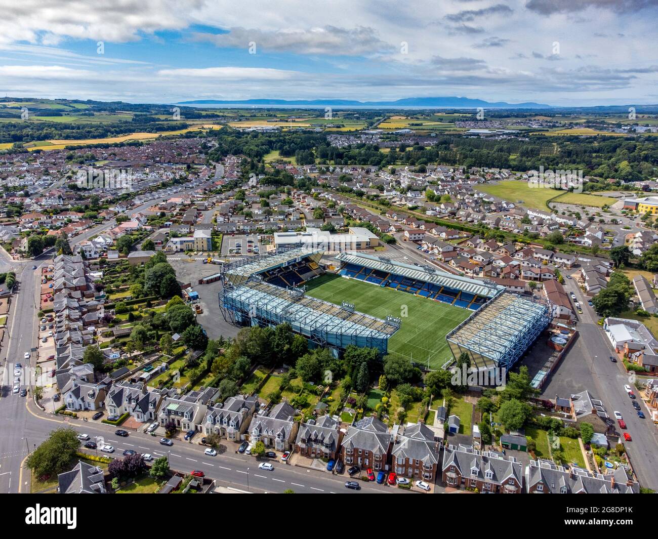 Rugby Park. The home of Kilmarnock FC since 1899. As seen from the air ...